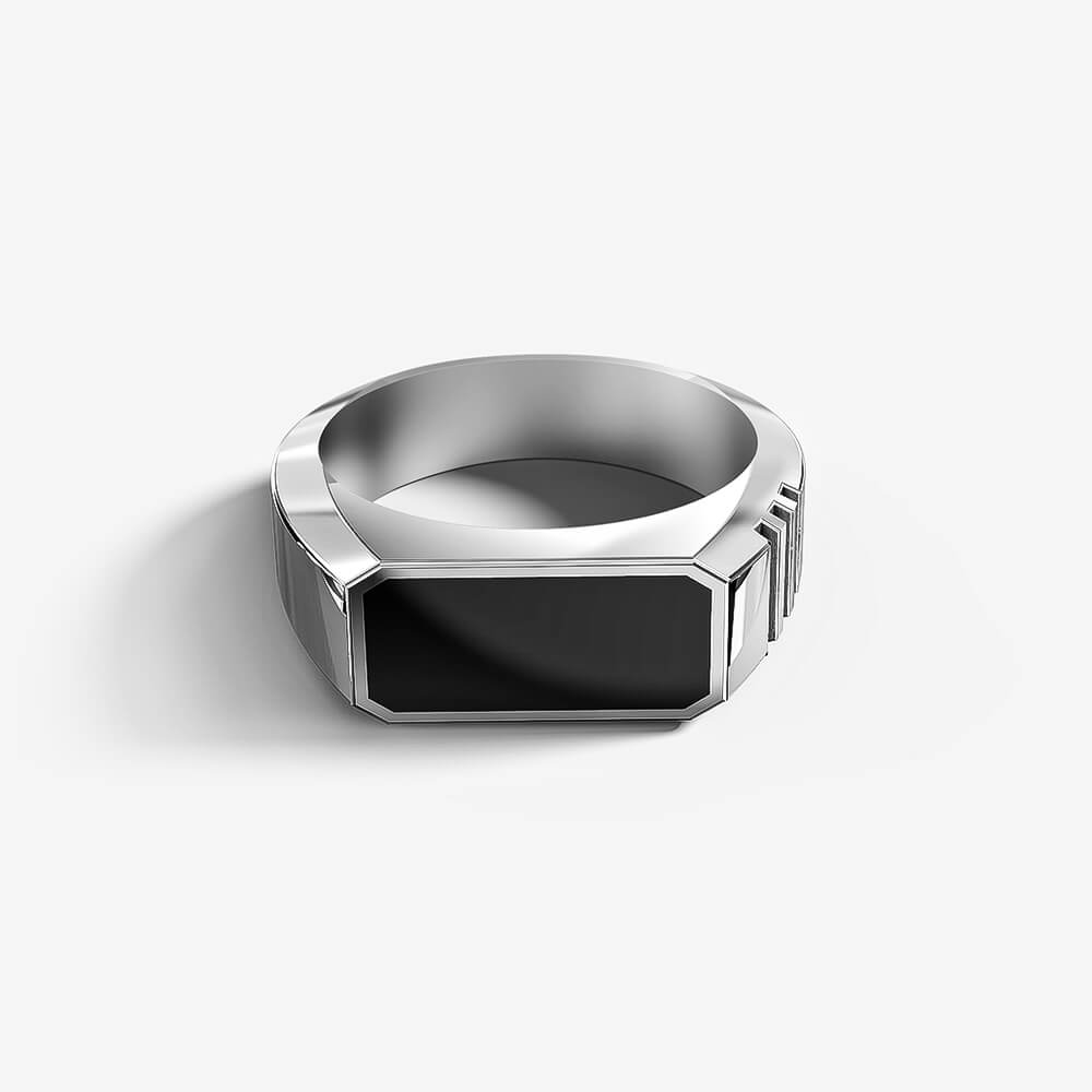 Buy Cronus Ring in 925 Sterling Silver with Black Ceramic Online - AYA'S